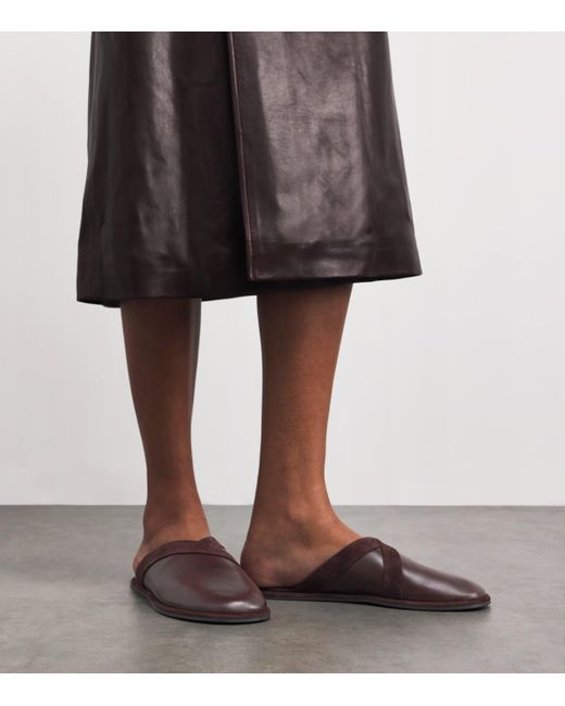 Neous Leather Atik Slides in Brown | Lyst