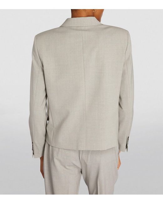 Theory Double-Breasted Square Blazer in Natural | Lyst