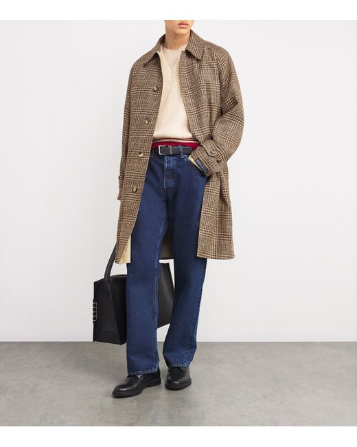 Polo Ralph Lauren Tweed Check Reversible Overcoat in Brown for Men | Lyst