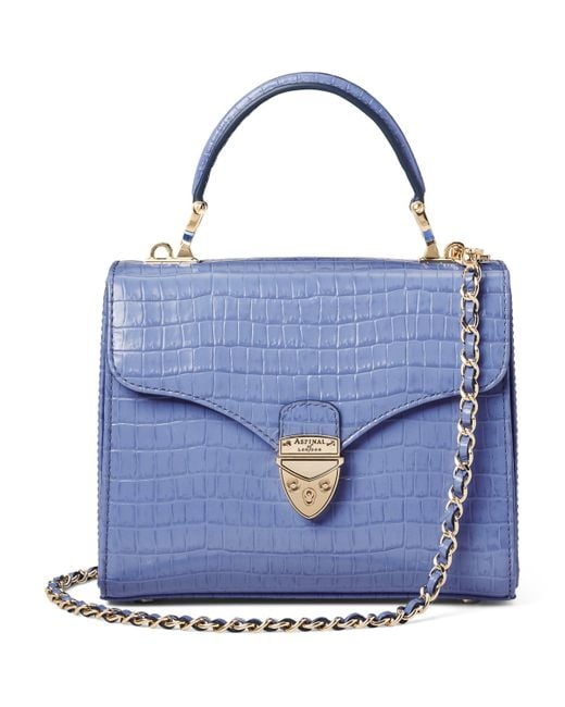 Aspinal of London Leather Mayfair Midi Bag in Blue | Lyst