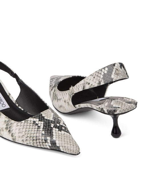 Jimmy Choo Amel 50 Snakeskin Print Slingback Pumps in Metallic | Lyst