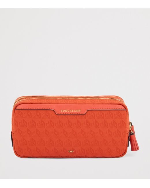 Anya Hindmarch Jacquard Logo Beach Things Pouch in Pink | Lyst UK