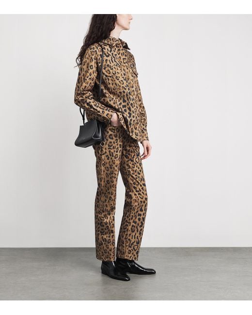 Blazé Milano Denim Leopard-Print Shirt in Brown | Lyst UK