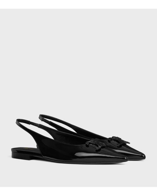 Celine Leather Alma Triomphe Slingback Ballet Flats in Black | Lyst UK