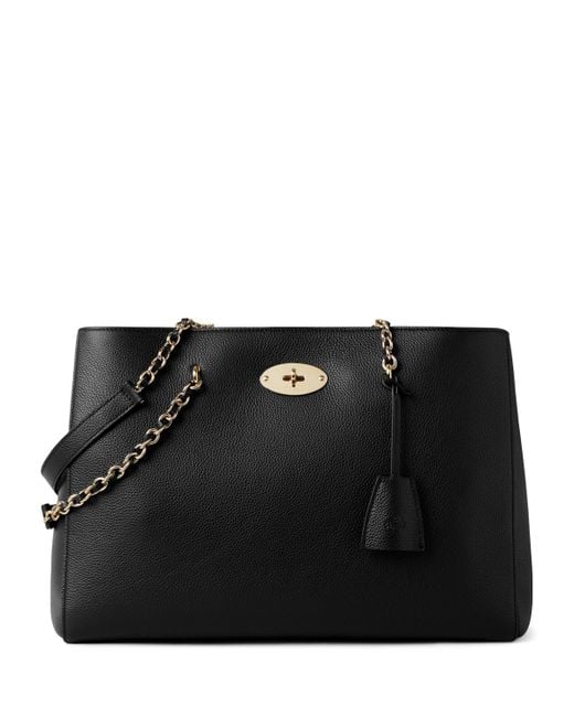 Mulberry Small Leather Lily Chain Tote Bag in Black | Lyst