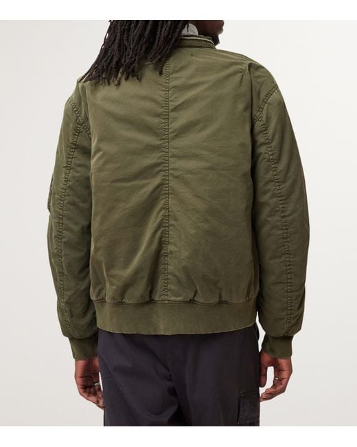 AllSaints Banner Bomber Jacket in Green | Lyst