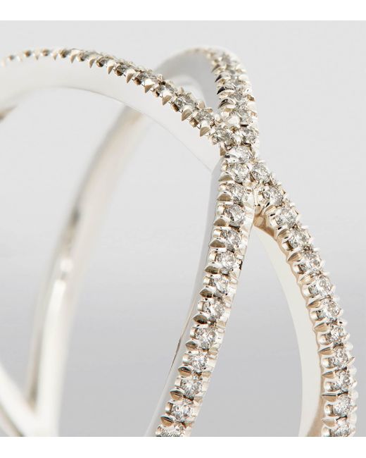 Eva Fehren Platinum And Diamond Fine Shorty Ring in White | Lyst UK