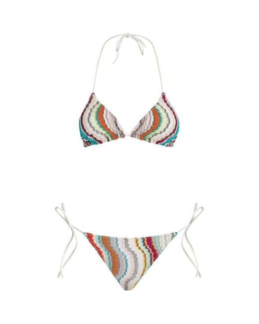Missoni Lamé Wave Bikini in White | Lyst