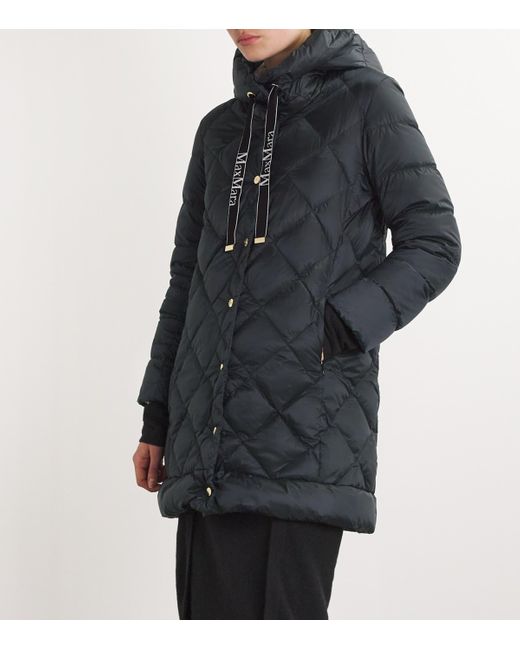 Max Mara Down Longline Puffer Coat in Black | Lyst