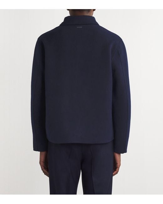 Sandro Double-Faced Wool-Blend Jacket in Blue for Men | Lyst