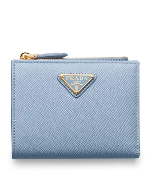 Prada Small Saffiano Leather Wallet in Blue | Lyst UK