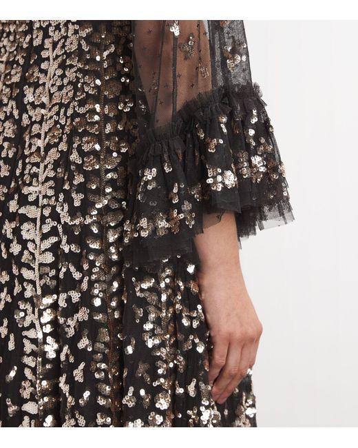Needle & Thread Sequin-Embellished Fern Gown in Black | Lyst
