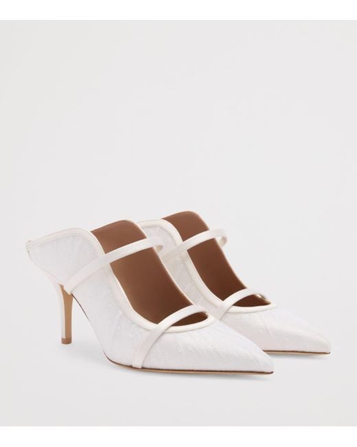 Malone Souliers Tulle Maureen Heeled Mules 70 in White | Lyst