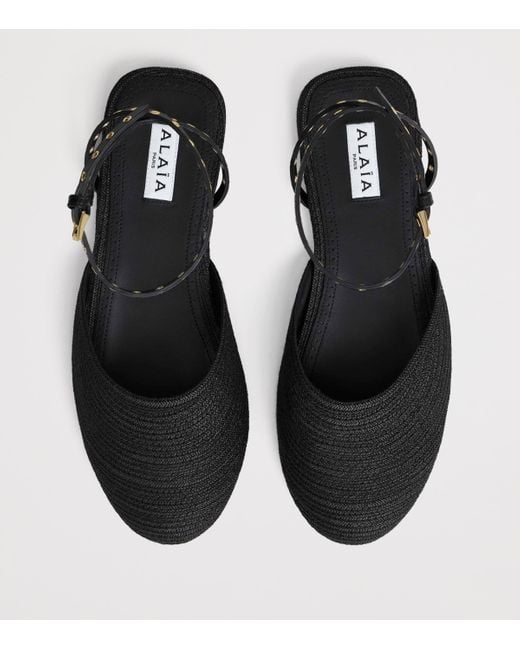 Alaïa Raffia And Leather Espadrilles in Blue | Lyst