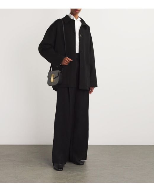 Aeron Wool-Silk Button Crane Jacket in Black | Lyst