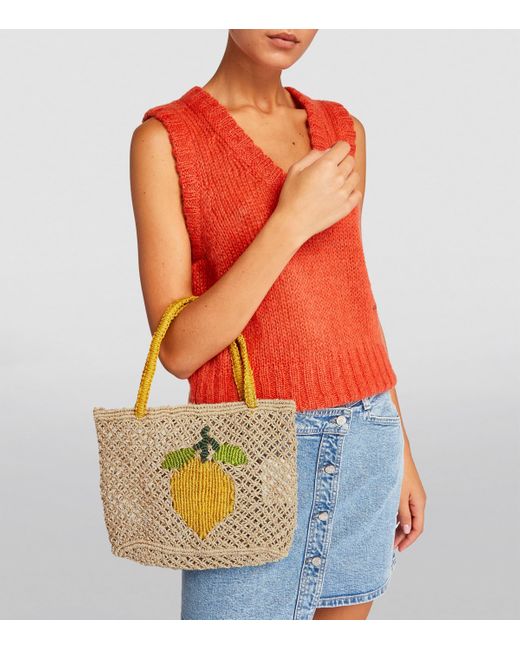 The Jacksons Woven Tula Lemon Tote Bag in Metallic | Lyst