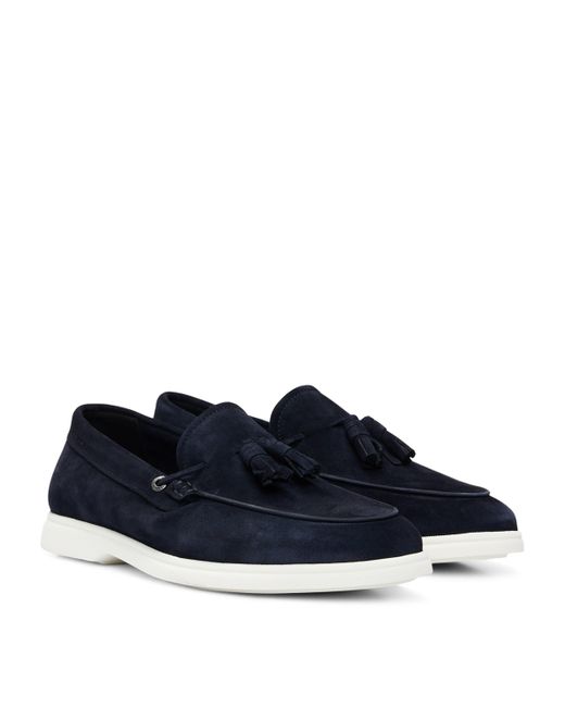 BOSS Suede Tassel Loafers in Blue for Men | Lyst