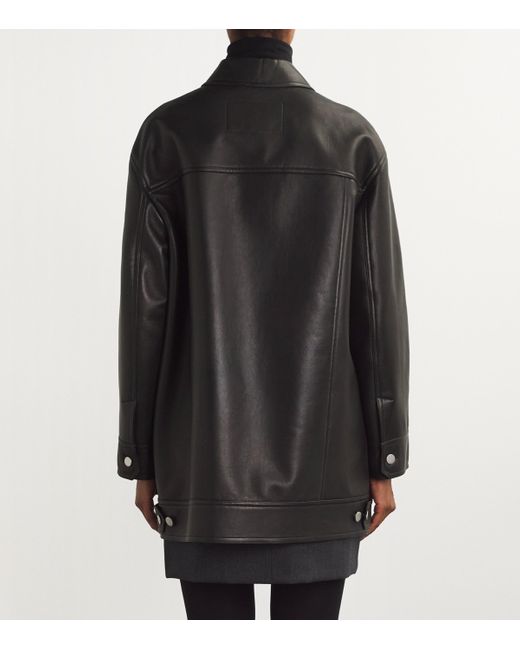 Max Mara Leather Tweed-Lined Jacket in Black | Lyst