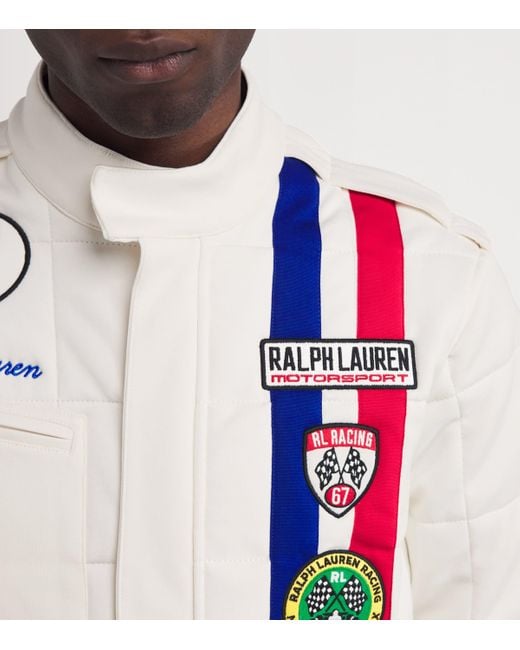Polo Ralph Lauren Double-Knit Racing Logo Jacket in White for Men | Lyst