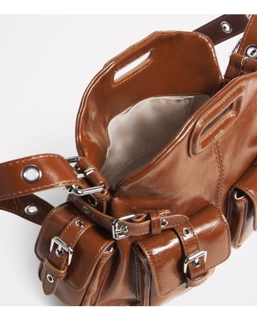 Maje Leather Miss M Pocket Shoulder Bag in Brown | Lyst