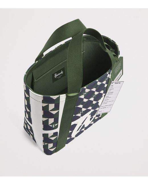 Harrods Mini Cotton Geometric Logo Tote Bag in Green | Lyst UK