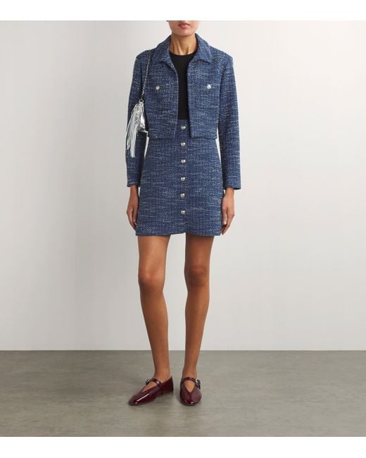 Maje Tweed 2-In-1 Mini Dress in Blue | Lyst