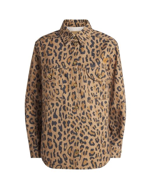 Blazé Milano Denim Leopard-Print Shirt in Brown | Lyst UK