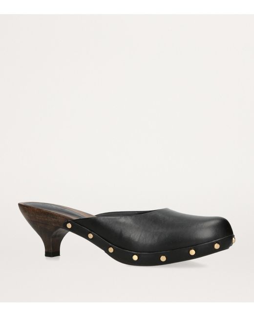 Chloé Leather Judith Studded Clogs 40 in Black | Lyst