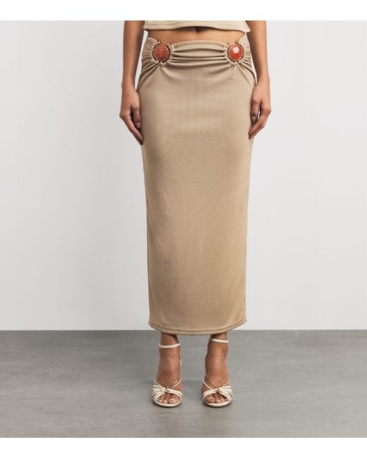 Christopher Esber Mineral Stone-Detail Cut-Out Maxi Skirt in Natural ...