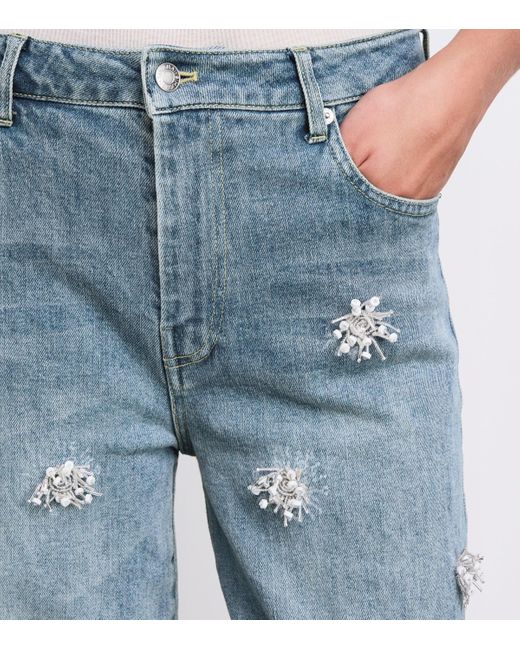Jonathan Simkhai Embellished Jude Wide-Leg Jeans in Blue | Lyst UK