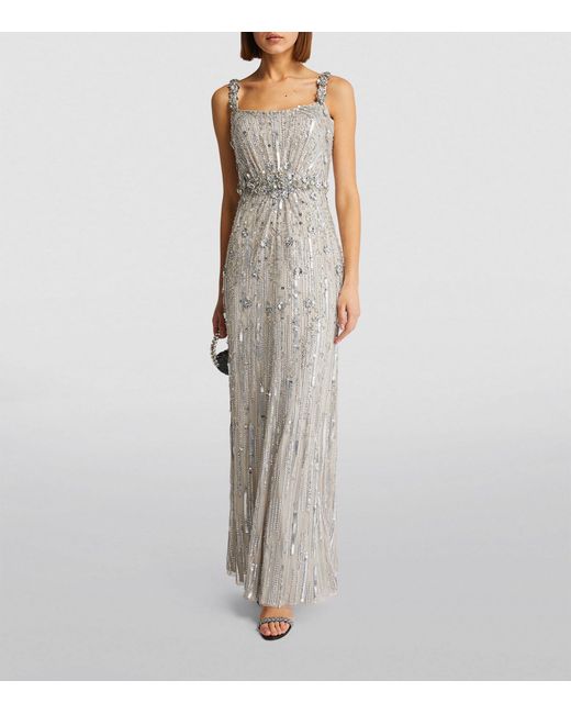Jenny Packham Crystal-sequin Embellished Gown in White | Lyst