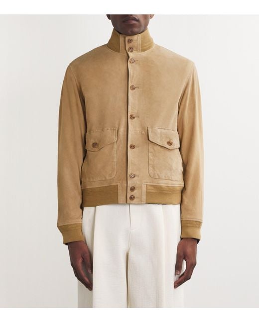 Polo Ralph Lauren Suede Bomber Jacket in Brown for Men | Lyst