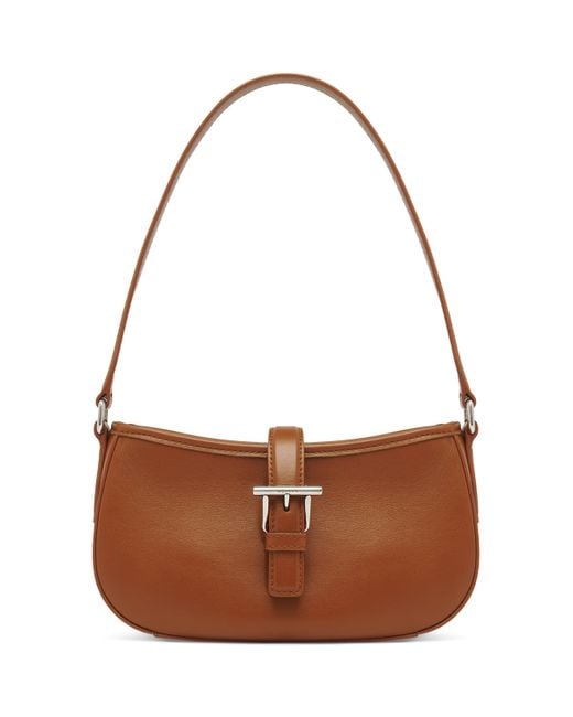 McQueen Mini Leather T-Bar Shoulder Bag in Brown | Lyst UK