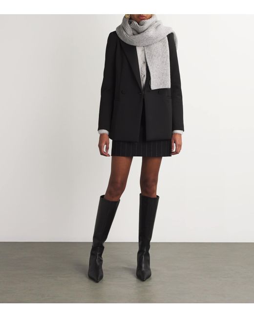 Anine Bing Wool-Blend Logo Hannah Scarf in Gray | Lyst