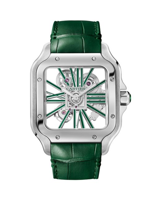 Cartier Large Steel Santos De Skeleton Watch in Grey for Men | Lyst UK