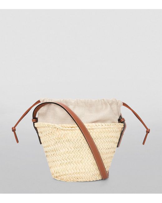 Loewe X Paula's Ibiza Woven Drawstring Bucket Bag in Pink | Lyst