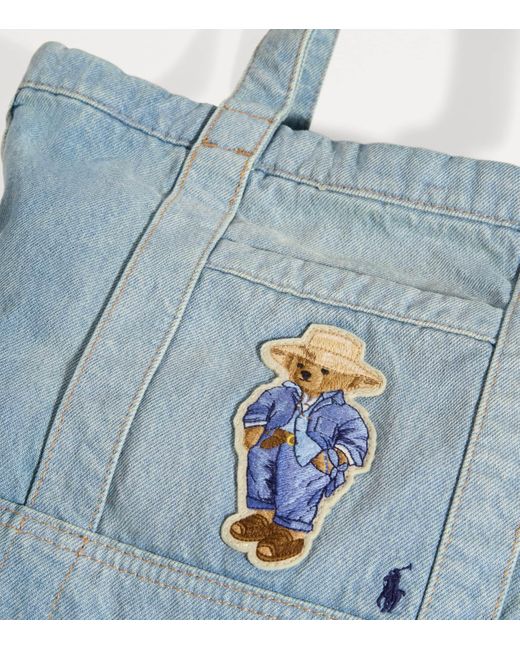 Polo Ralph Lauren Small Denim Polo Bear Tote Bag in Blue | Lyst