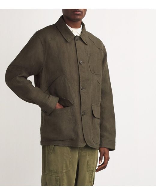 Polo Ralph Lauren Linen Herringbone Utility Jacket in Green for Men | Lyst