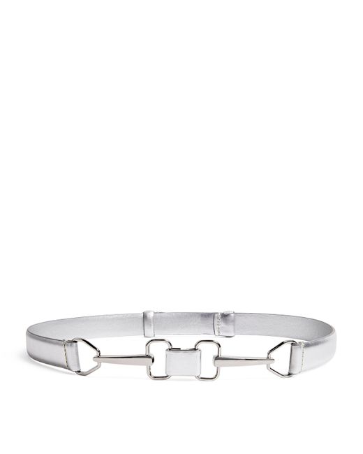 Maje Metallic Leather Horsebit Belt in White | Lyst