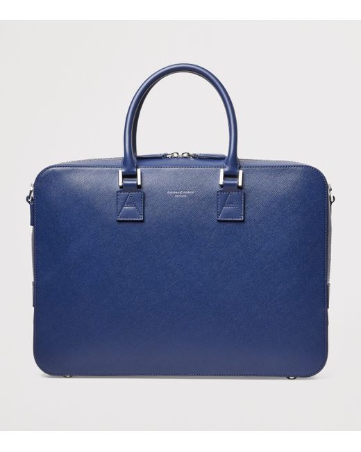 Aspinal of London Leather Mount Street Laptop Briefcase Bag in Blue for ...
