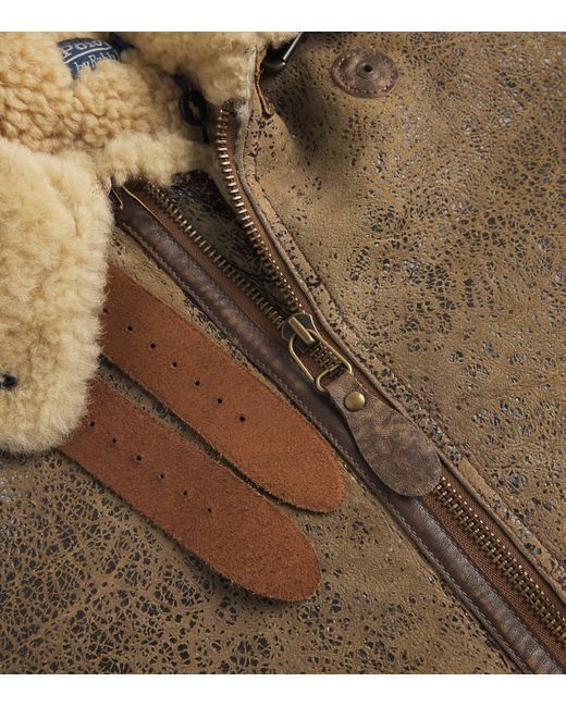 Polo Ralph Lauren Leather-Shearling Bomber Jacket in Brown for Men | Lyst