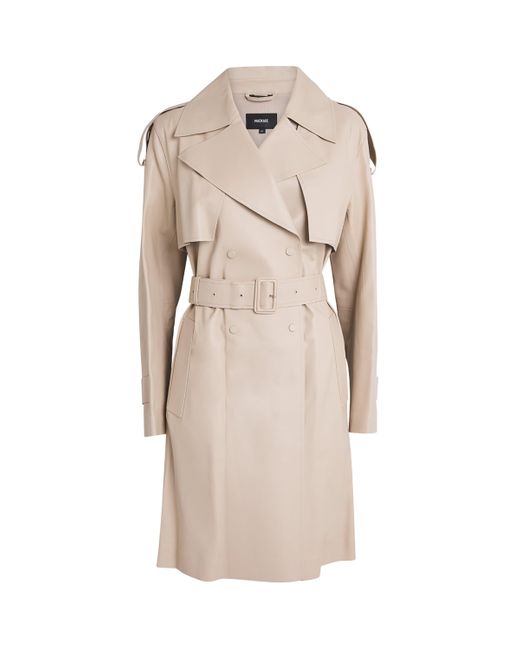 Mackage Leather Medora Trench Coat in Natural | Lyst