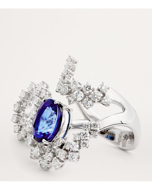 YEPREM Diamond And Sapphire Reign Supreme Ring in White | Lyst