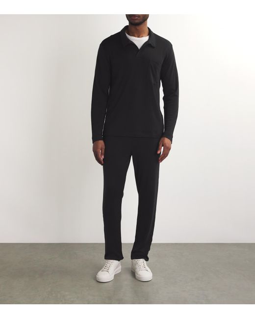 Hanro Wool-Blend Christian Polo Shirt in Black for Men | Lyst