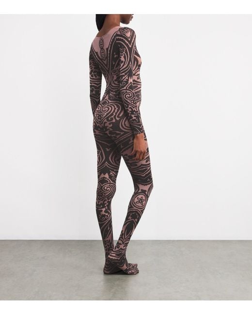 Wolford X Etro Sheer Tattoo Catsuit in Brown | Lyst