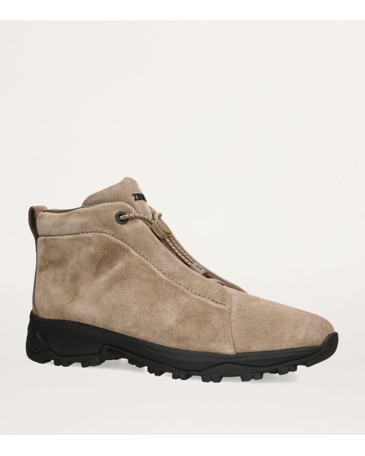 ZEGNA Suede Triple Stitch High-Top Sneakers in Brown for Men | Lyst