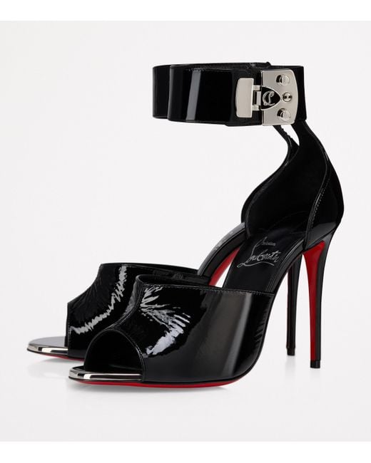 Christian Louboutin Lock Me Up Patent Leather Sandals 100 in Black | Lyst