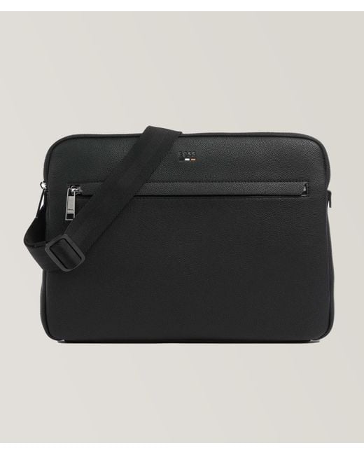 BOSS Ray Faux Pebbled Leather Laptop Case in Black | Lyst Canada