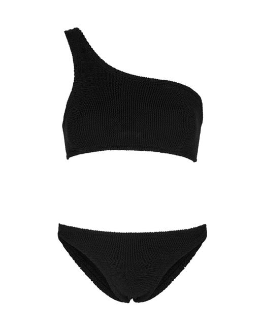 Hunza G Synthetic Nancy Black One-shoulder Seersucker Bikini | Lyst Hunza G Synthetic Nancy Black One-shoulder Seersucker Bikini | Lyst