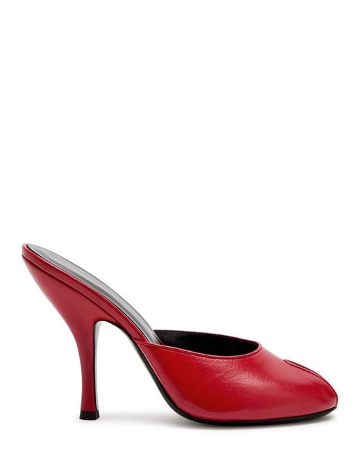Jude Date 105 Peep-Toe Leather Mules in Red | Lyst UK